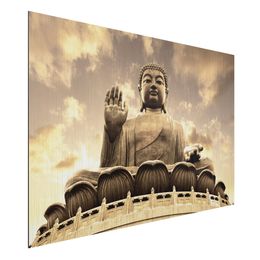 Alu-Dibond Spirituell Gro&szlig;er Buddha Sepia