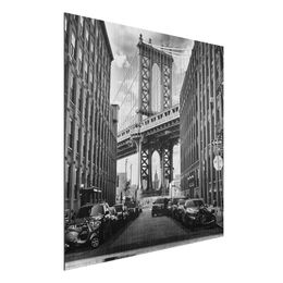 Alu-Dibond Schwarz-Wei&szlig; Manhattan Bridge in America