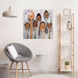 Glasbild K&uuml;che Getreidek&ouml;rner L&ouml;ffel