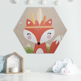 Hexagon-Alu-Dibond Bild Indianerfuchs