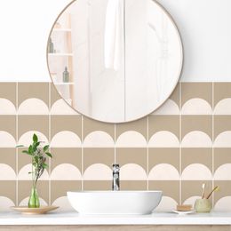 Wandverkleidung Bad Fliesen mit Halbkreisen Beige