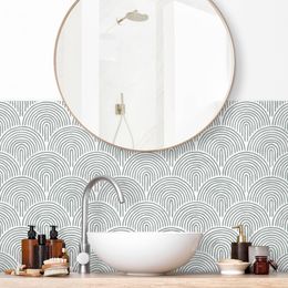 Wandverkleidung Bad Boho Bogen Muster Eucalyptus