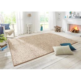 Teppich Hanse Home "Wolly 2" Gr. 31, beige (beige, braun), B:100cm H:12mm L:140cm, Kunstfaser, Teppiche, Teppich, Flachgewebe, L&auml;ufer, Skandi, Woll-Optik, Esszimmer, Wohnzimmer, Flur