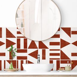 Wandverkleidung Bad Fliesen mit geometrischen Formen Terracotta Shabby