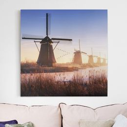 Leinwandbild Architektur & Skyline Windm&uuml;hlen von Kinderdijk