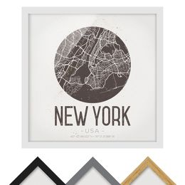 Gerahmtes Bild Stadtplan New York - Retro