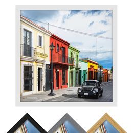 Architektur & Skyline Bild mit Rahmen Bunte Fassaden schwarzer Beetle