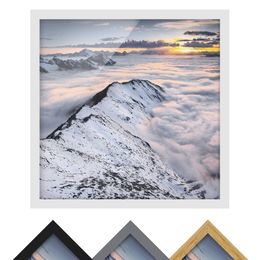 Natur & Landschaft Bild mit Rahmen Blick &uuml;ber Wolken und Berge