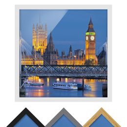 Architektur & Skyline Bild mit Rahmen Big Ben und Westminster Palace in London bei Nacht
