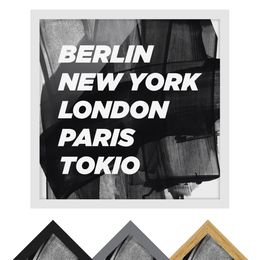 Spruch Bild mit Rahmen Berlin New York London