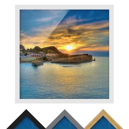 Strand Bild mit Rahmen Sonnenuntergang &uuml;ber Korfu