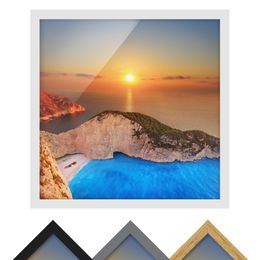 Strand Bild mit Rahmen Sonnenuntergang &uuml;ber Zakynathos