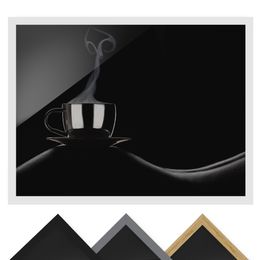 Schwarz-Wei&szlig; Bild mit Rahmen Coffee in Bed