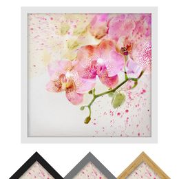 Blumen Bild mit Rahmen Aquarell Blumen Orchideen