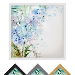Blumen Bild mit Rahmen Aquarell Blumen Lilien