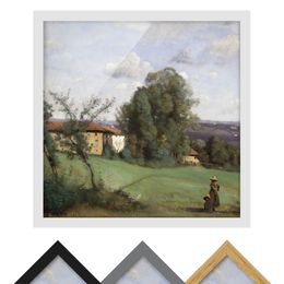 Kunstdruck mit Rahmen Jean-Baptiste Camille Corot - Ein Bauernhof