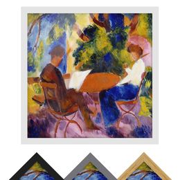 Kunstdruck mit Rahmen August Macke - Paar am Gartentisch
