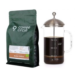 Coffee Circle French Press & Kaffee im Set, 250 g Kaffee nach Wahl, gemahlener Kaffee, Siebstempelkanne von Trendglas Jena, ideal f&uuml;r Einsteiger