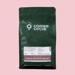 Coffee Circle Espresso Yirga Santos Decaf, 250 g ganze Bohne, Arabica aus Brasilien, Peru, &Auml;thiopien, Geschmack brauner Zucker & Schokolade