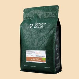Coffee Circle Buna Dimaa Kaffee, 1kg ganze Bohne, dunkler Filterkaffee, Arabica aus Äthiopien, Kolumbien, Peru, säurearm, Noten von Kakao & Nüssen