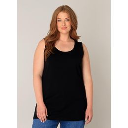 Longtop Base Level Curvy, Damen, Gr. 52, schwarz, Jersey, Obermaterial: 94% Baumwolle, 6% Elasthan, unifarben, Basic, normal Po-bedeckend, Rundhals, Tops, mit weitem Rundhalsausschnitt
