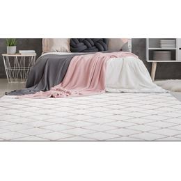 Teppich me gusta "Vivica 200" Gr. 2, rosa (rosé, weiß), B:80cm H:20mm L:150cm, Kunstfaser, Teppiche, besonders weich durch Microfaser, Wohnzimmer