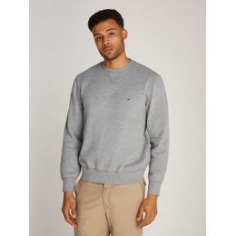 Sweatshirt Tommy Hilfiger "ESSENTIAL FLEECE CREWNECK", Herren, Gr. L, grau (medium grau heather), Sweatware, Obermaterial: 60% Baumwolle, 40% Polyester, meliert, Basic hüftlang, Rundhals, eingesetzt Bündchen, Sweatshirts, mit Tommy Hilfiger Logostickerei