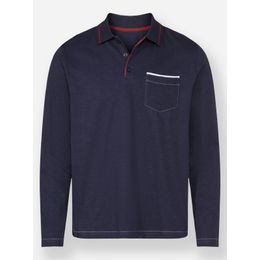 Marco Donati Herren Langarm-Poloshirt aus reiner Baumwolle, marine, Gr&ouml;&szlig;e 44/46