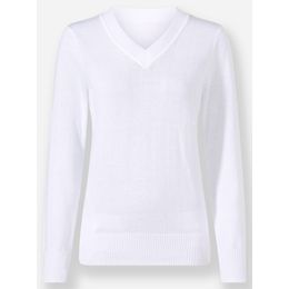 WITT Damen V-Ausschnitt-Pullover aus Feinstrick, ecru, Gr&ouml;&szlig;e 46