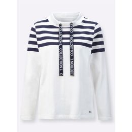 WITT Damen Sweatshirt mit hohem Stehkragen, ecru-marine, Gr&ouml;&szlig;e 36