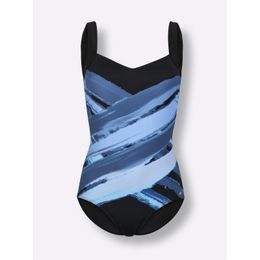 feel good Damen Badeanzug mit effektvollem Dessin, schwarz-jeansblau, Gr&ouml;&szlig;e 38B
