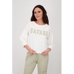 Sweatshirt monari, Damen, Gr. 34, beige (ecru), Sweatware, Obermaterial: 100% Baumwolle, mehrfarbig, regular fit normal, Rundhals, Raglan&auml;rmel angesetztes B&uuml;ndchen, Sweatshirts Sweatshirt, mit Schriftzug