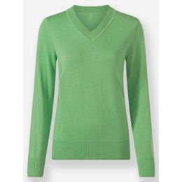 WITT Damen V-Ausschnitt-Pullover aus Feinstrick, apfel, Gr&ouml;&szlig;e 48
