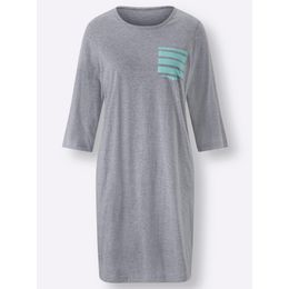 w&auml;schepur w&auml;schepur Damen Sleepshirts im Baumwoll-Mix, grau-meliert + mint, Gr&ouml;&szlig;e 40/42
