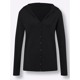 Heine Witt Damen Kapuzenstrickjacke in Feinstrick-Qualit&auml;t, schwarz, Gr&ouml;&szlig;e 48