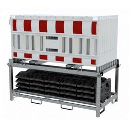 Schake Absperrschrankengitter SET 2 mit 20 Absperrschrankengitter und 21 Fußplatten auf Lager- und Transporttraverse