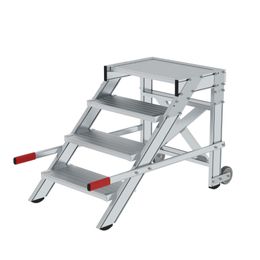 Munk Arbeitspodest fahrbar Aluminium geriffelt / Stufenbreite: 600 mm - 4 Stufen