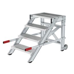 Munk Arbeitspodest fahrbar / Stufenbreite: 600 mm; Stahl-Gitterrost - 4 Stufen