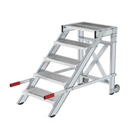 Munk Arbeitspodest fahrbar / Stufenbreite: 600 mm; Stahl-Gitterrost - 5 Stufen