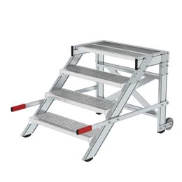 Munk Arbeitspodest fahrbar / Stufenbreite: 800 mm; Stahl-Gitterrost - 4 Stufen