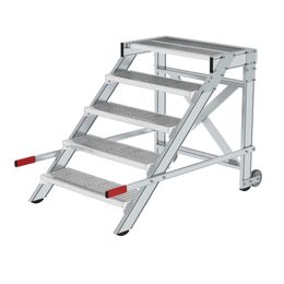 Munk Arbeitspodest fahrbar / Stufenbreite: 800 mm; Stahl-Gitterrost - 5 Stufen