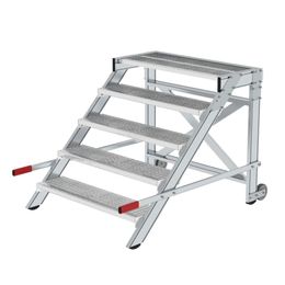 Munk Arbeitspodest fahrbar / Stufenbreite: 1000 mm; Stahl-Gitterrost - 5 Stufen