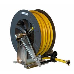 Ebinger Automatik-Schlauchaufroller OSK 610 mit 15m - 1" PVC-Gewebeschlauch; Edelstahl