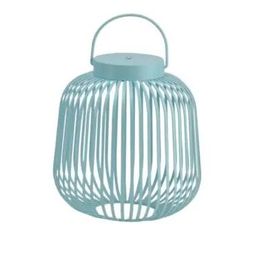 LC Wholesaler LED Metalllaterne Blau 23x37 cm, aufladbar