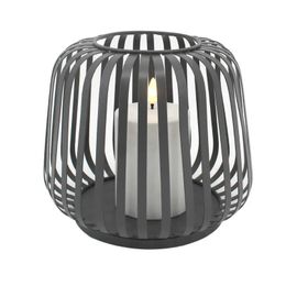 LC Wholesaler Solar Laterne Cottage Metall Grau mit Kerze 20x20x17 cm