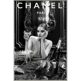 LC Wholesaler Wandbild "Frame Lady Drinking Champagne" 80x120 cm