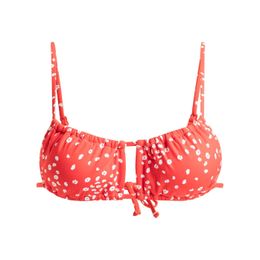 Bandeau-Bikini-Top Roxy "Pt Beach Classics", Damen, Gr. L, Cup B, rot (poppy rot dancing ditsy swim), 85% Polyester, 15% Elasthan, Bikini-Oberteile