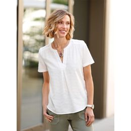 Schlupfbluse Classic Basics, Damen, Gr. 38, beige (ecru), 100% Baumwolle, unifarben, Rundhals, Blusen Schlupfbluse