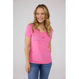 LIEBLINGSSTÜCK T-Shirt LIEBLINGSSTÜCK "CiaEp", Damen, Gr. M (38), pink (lovely pink), Jersey, Obermaterial: 100% Baumwolle, meliert, regular fit taillenbedeckt, Rundhals, Shirts T-Shirt, mit Logo-Print