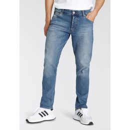 Comfort-fit-Jeans Bruno Banani "Floyd", Herren, Gr. 36, Länge 34, blau (light blau), Denim/Jeans, Obermaterial: 82% Baumwolle, 16% Polyester, 2% Elasthan, Basic, bequem lang, Jeans, gerade Beinform, mit Eingrifftaschen, niedrige Leibhöhe